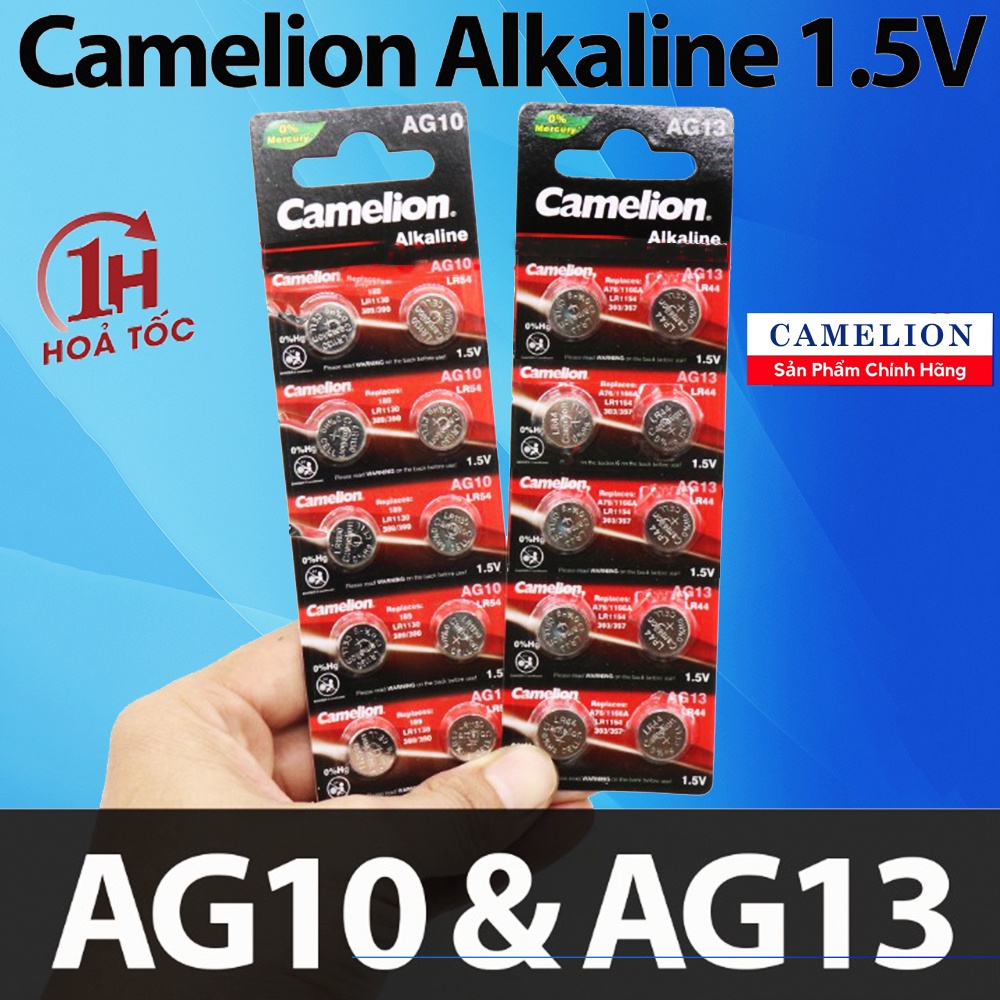 PIN ALKALINE AG13 LR44 /AG10 LR1130 LR54 (1.5V ) CAMELION (Vỉ 10 viên ...