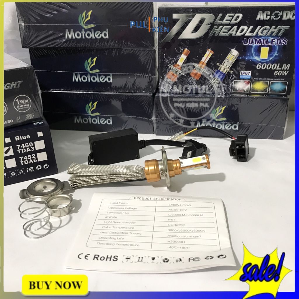 Đèn pha led xe máy Motoled chân T19 H4 có râu tản nhiệt 6000 lumen | Shopee Việt Nam
