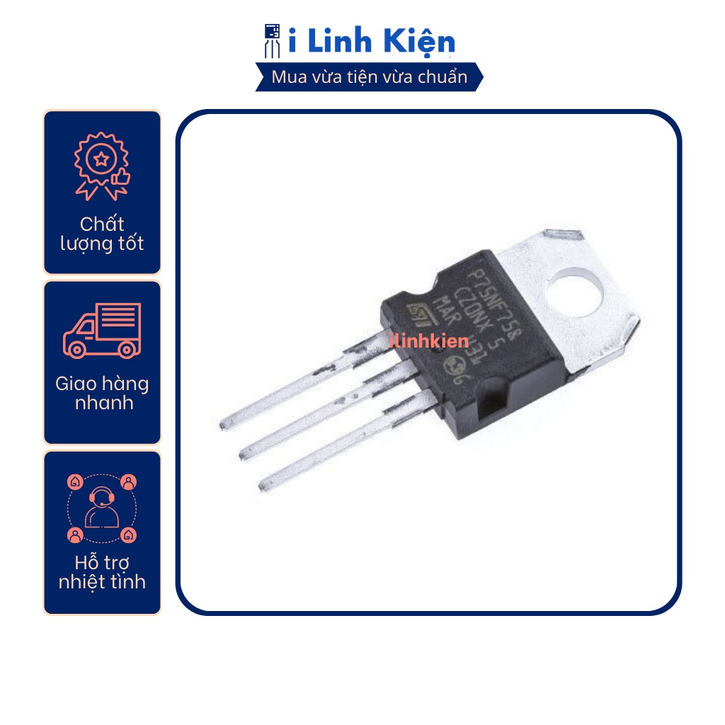 Mosfet 75N75 75NF75 75A 75V tháo máy nguyên bản chất lượng tốt ( kiểm ...
