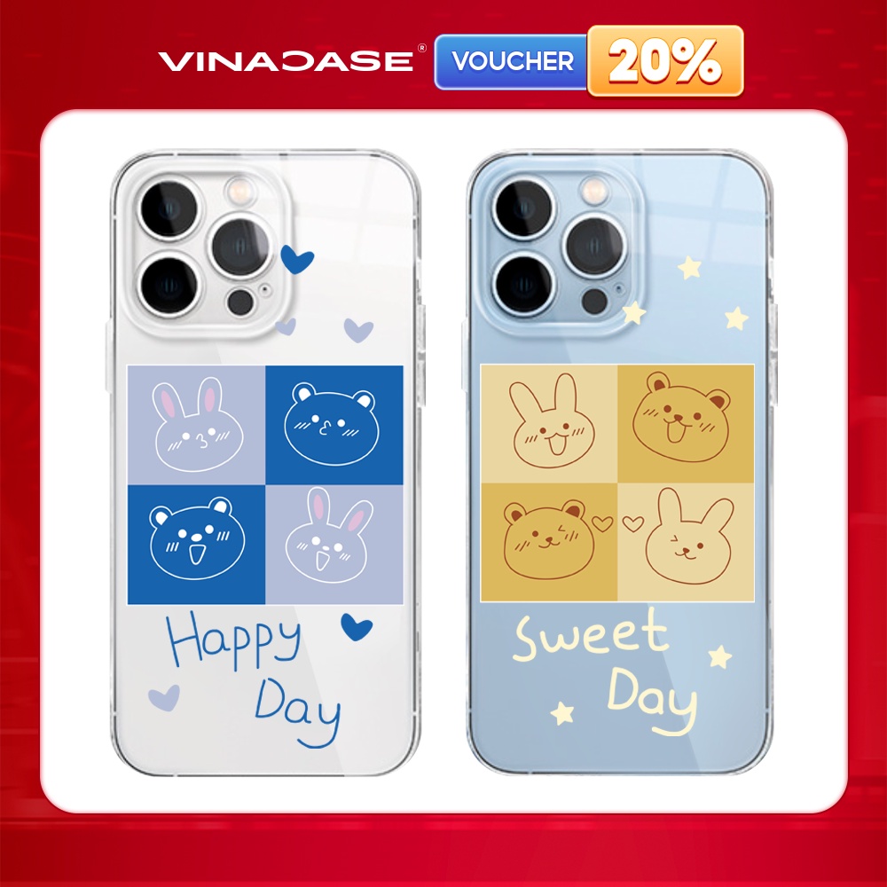 Ốp lưng Vina Case Vsmart Joy 3/Joy 4/Bee 3/...dẻo trong in hình Gấu Thỏ ...
