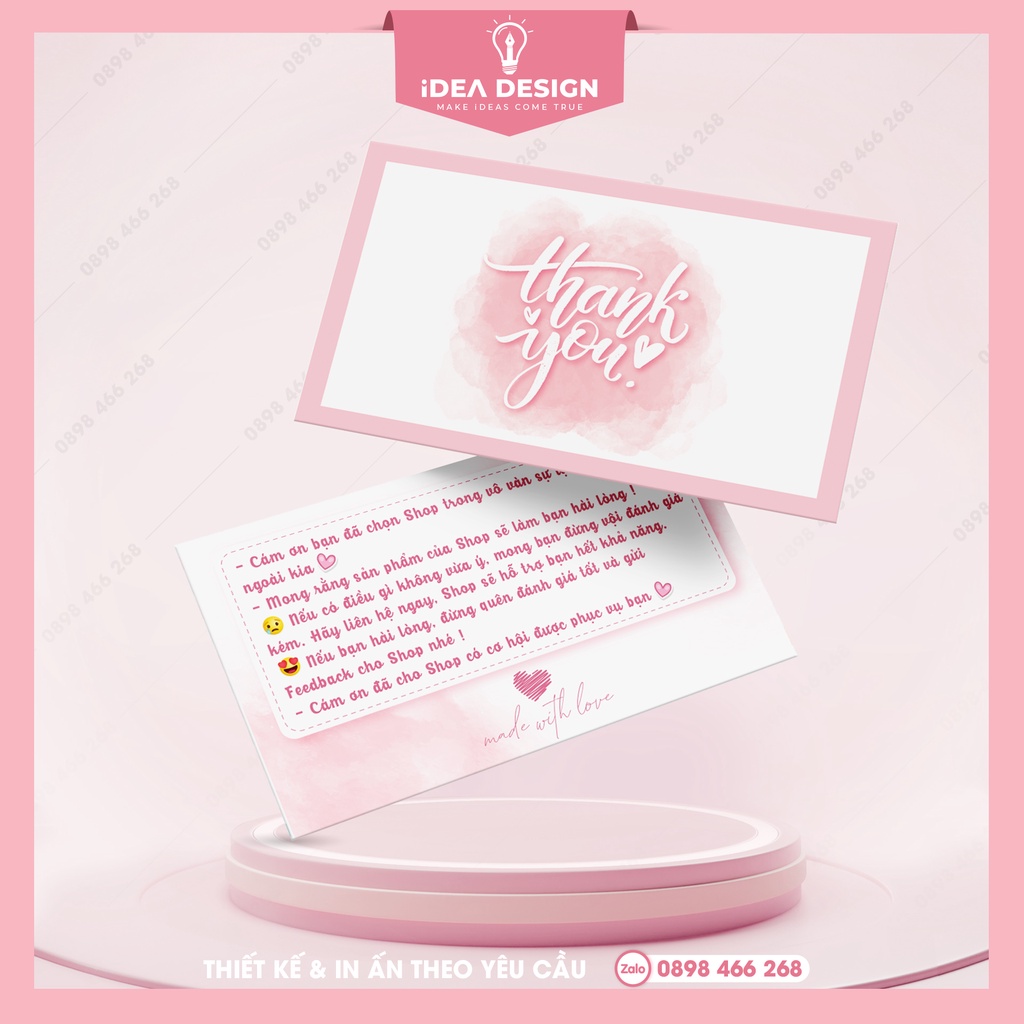 Thank You Card, Thiệp Cảm Ơn - Size 9x5,4cm - Giấy C300 Cán Màng Mờ ...