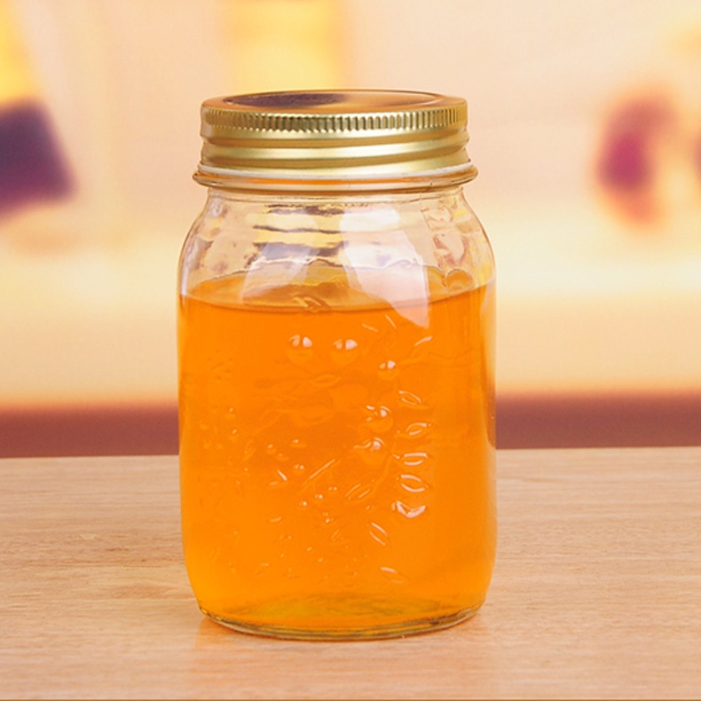 Hũ thủy tinh mason cao cấp đựng trà sữa gia vị in nổi hình HOA RƠI ...