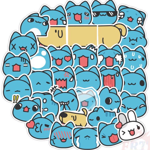 set 50 Sticker/ Hình dán BugCat-Capoo họa tiết hoạt hình dùng trang trí sổ tay,...(set 10-50 ...