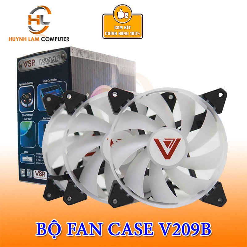 Bộ 3 Fan VSP V209B Led RGB kèm hub và remote - Quạt tản nhiệt | Shopee ...
