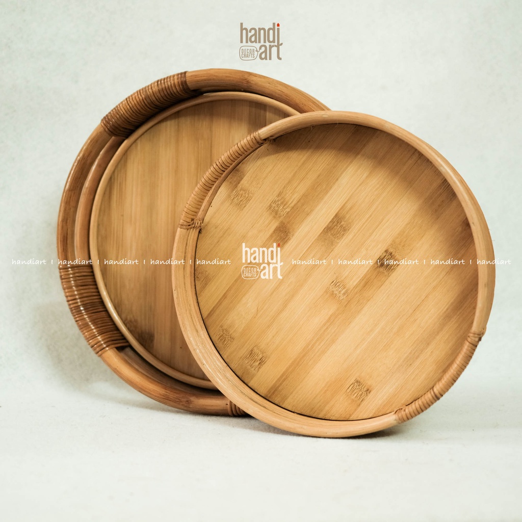 Khay song mây tròn, Khay trà bằng mây - Rattan round tray | Shopee Việt Nam