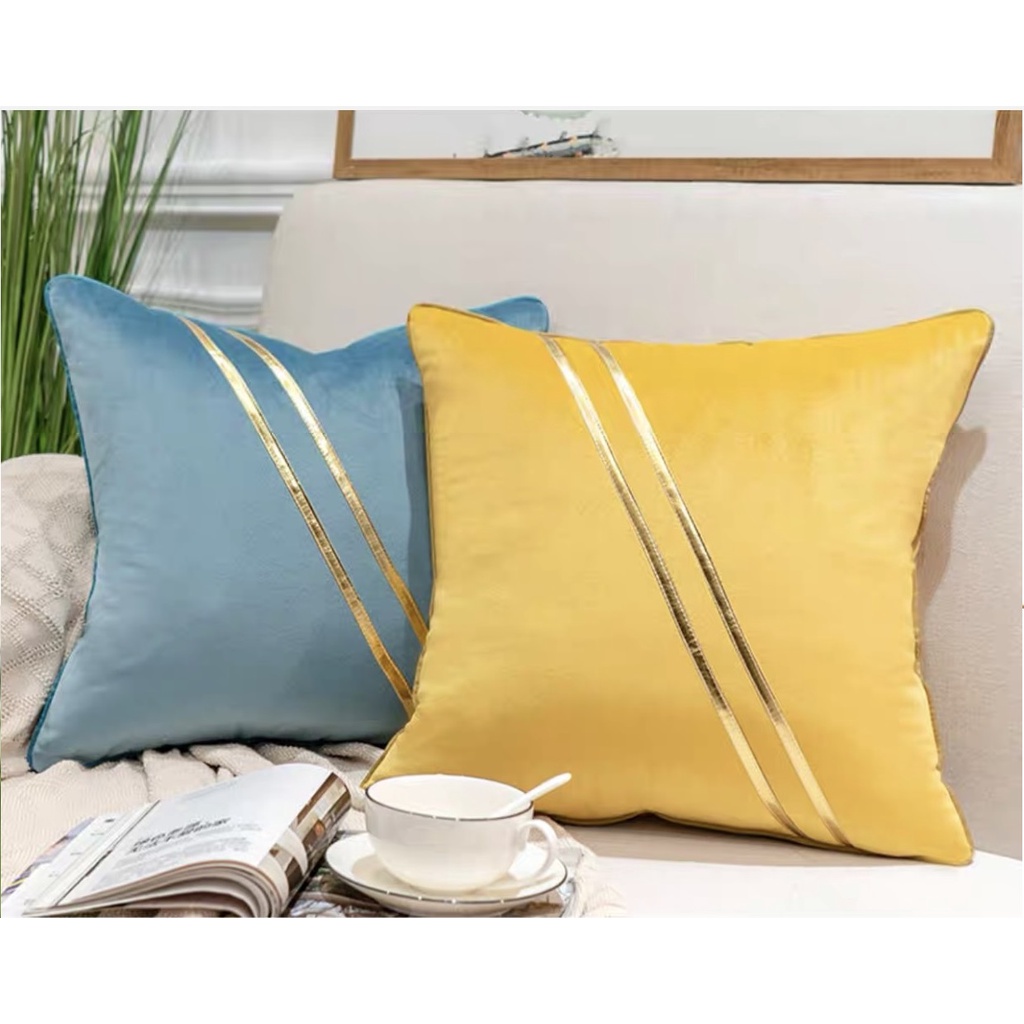 Vỏ gối tựa lưng sofa vải nhung lụa ruy băng vàng phong cách luxury ...