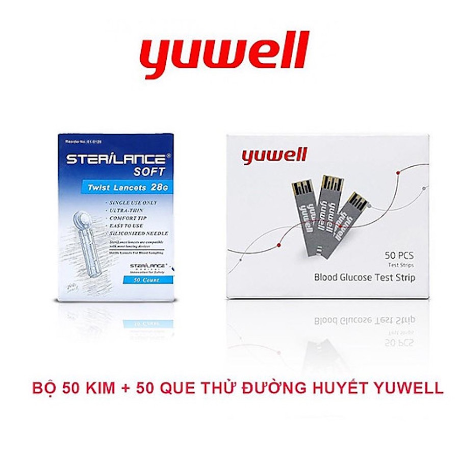 Bộ 50 kim và 50 que thử đường huyết Yuwell (dùng cho máy Yuwell ...