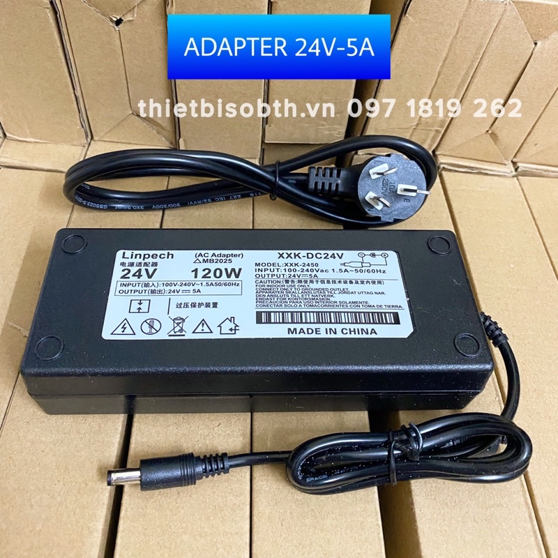 Nguồn 24V-5A adapter 24v 5a dùng cho thiết bị camera, máy in mã vạch ...