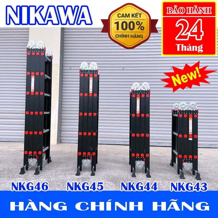 Thang nhôm gấp 4 đoạn Nikawa NKG44 - chữ A: 2.3m duỗi thẳng 4.6m | Shopee Việt Nam