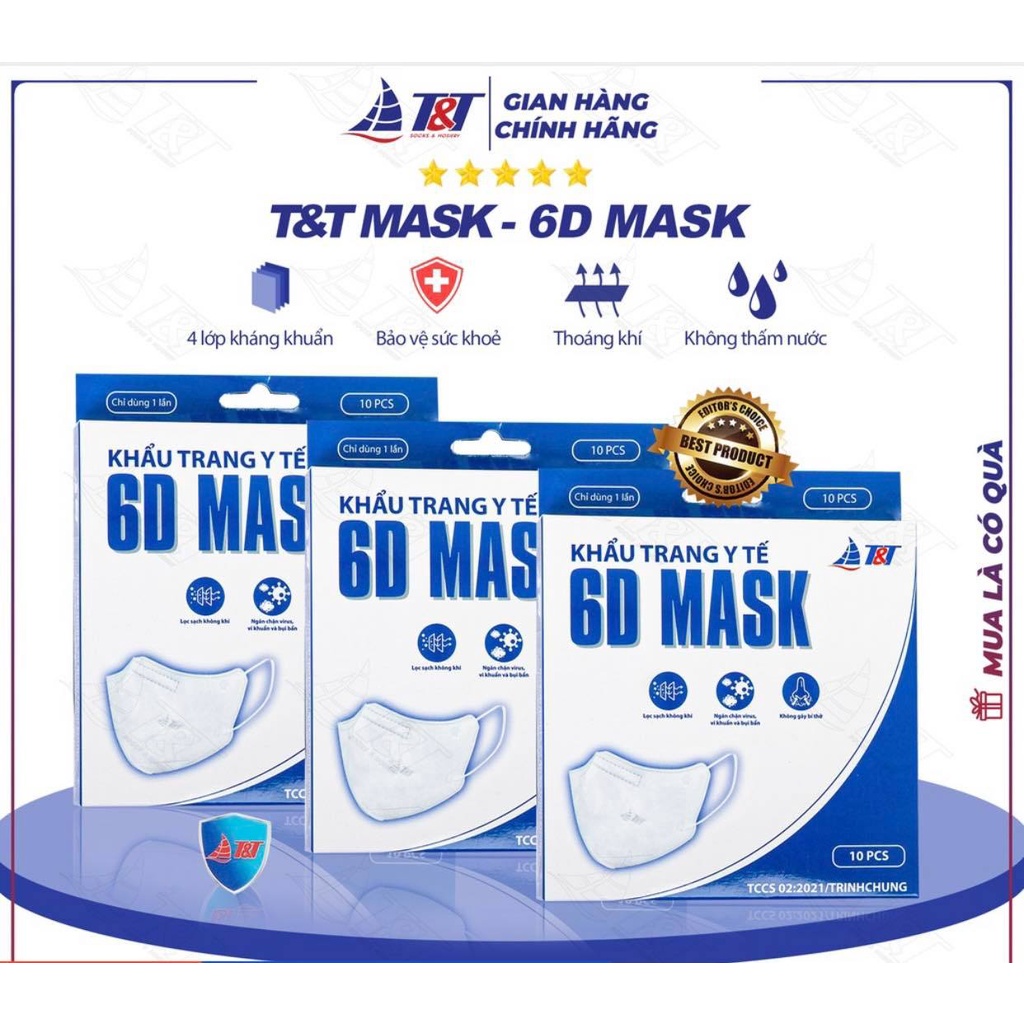 Khẩu trang 6D TT mask ( hộp 10 chiếc) | Shopee Việt Nam