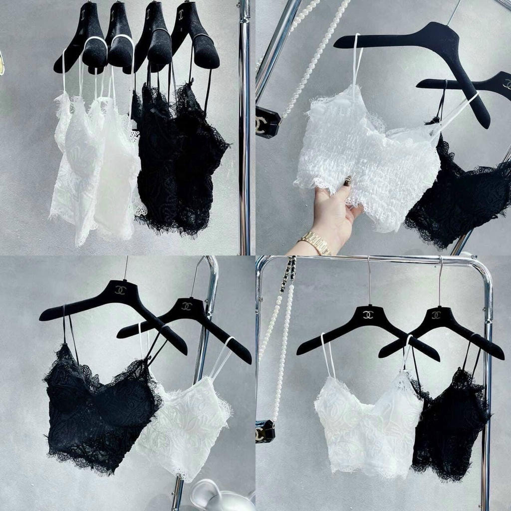 (Mới) ÁO BRA REN THỪNG lưng thun đen trắng nữ | Shopee Việt Nam