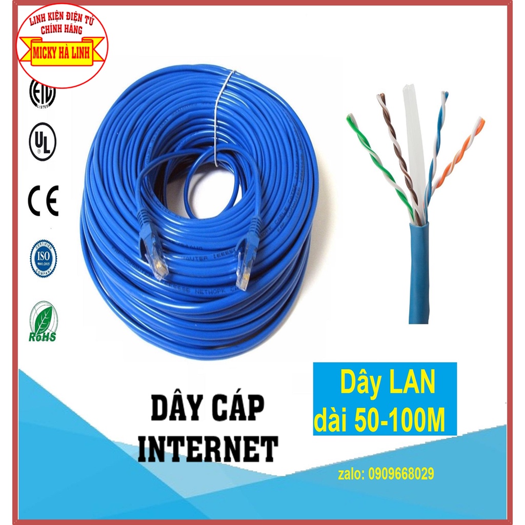 Dây cáp mạng LAN dài 50 mét - hàng chất lượng (màu xanh dương) | Shopee ...