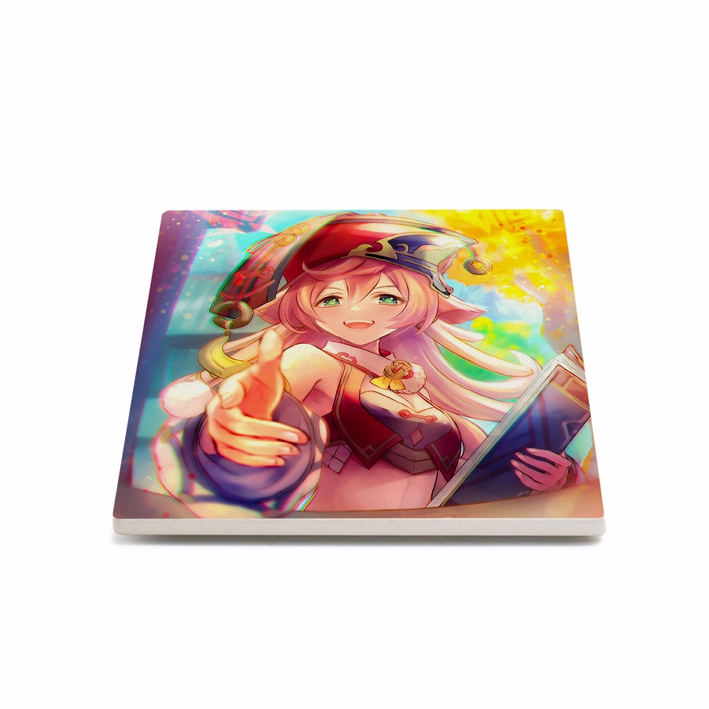 Đế Lót Ly Vuông, Miếng Lót Cốc Thấm Hút Nước Bằng Gốm Cao Cấp Phiên Bản GenShin ImPact - YanFei ...