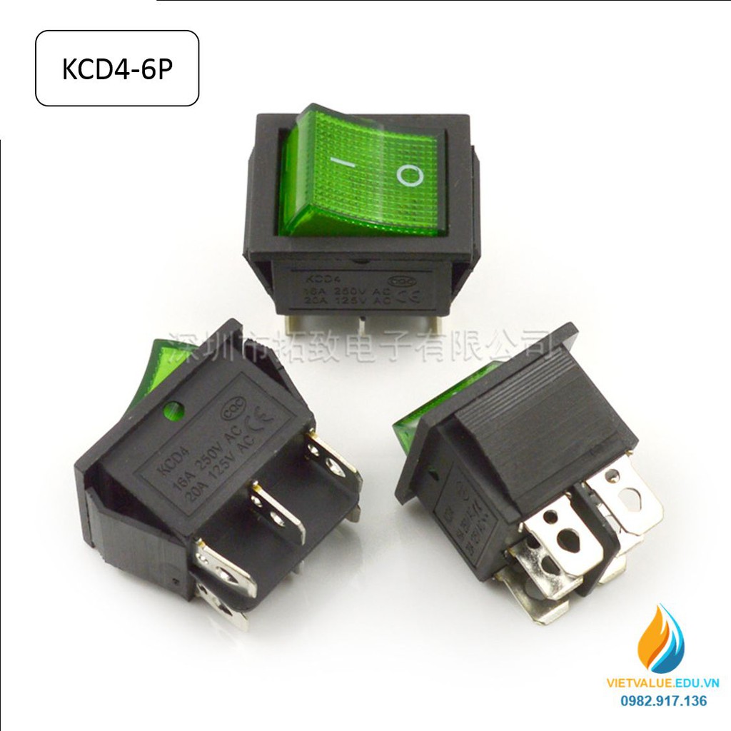 Công tắc bập bênh KCD4-6P ráp mạch điện cường độ định mức 16A điện áp 250VAC | Shopee Việt Nam