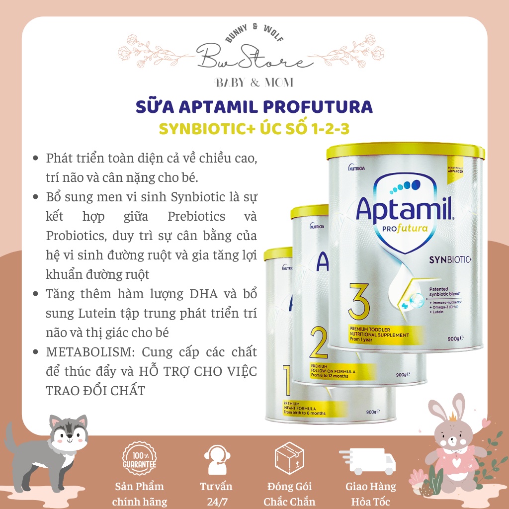 Sữa Aptamil Profutura Synbiotic+ Úc Mẫu Mới 900gr - Số 1, 2, 3 [BW ...