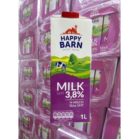 [Thùng 12 hộp] Sữa tươi nguyên kem Happy Barn, Oldenburger hộp 1 lít ...