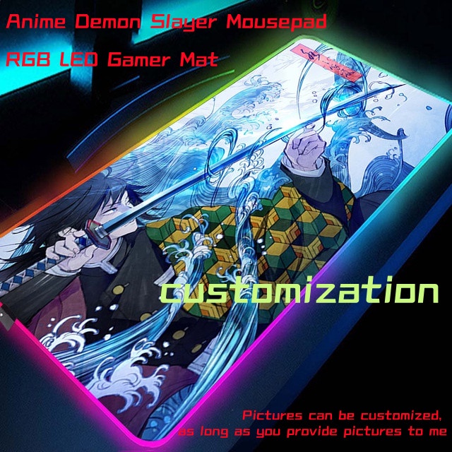Tấm Lót Chuột Bàn Phím Chơi Game Đèn LED RGB In Hình Anime Demon Slayer ...