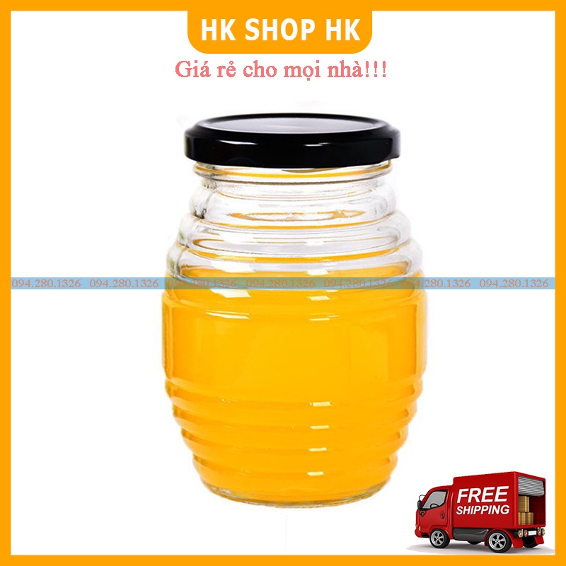 Hũ thủy tinh Thân ong đựng mật ong, ngâm saffron, ngâm chanh, Nắp thiếc ...