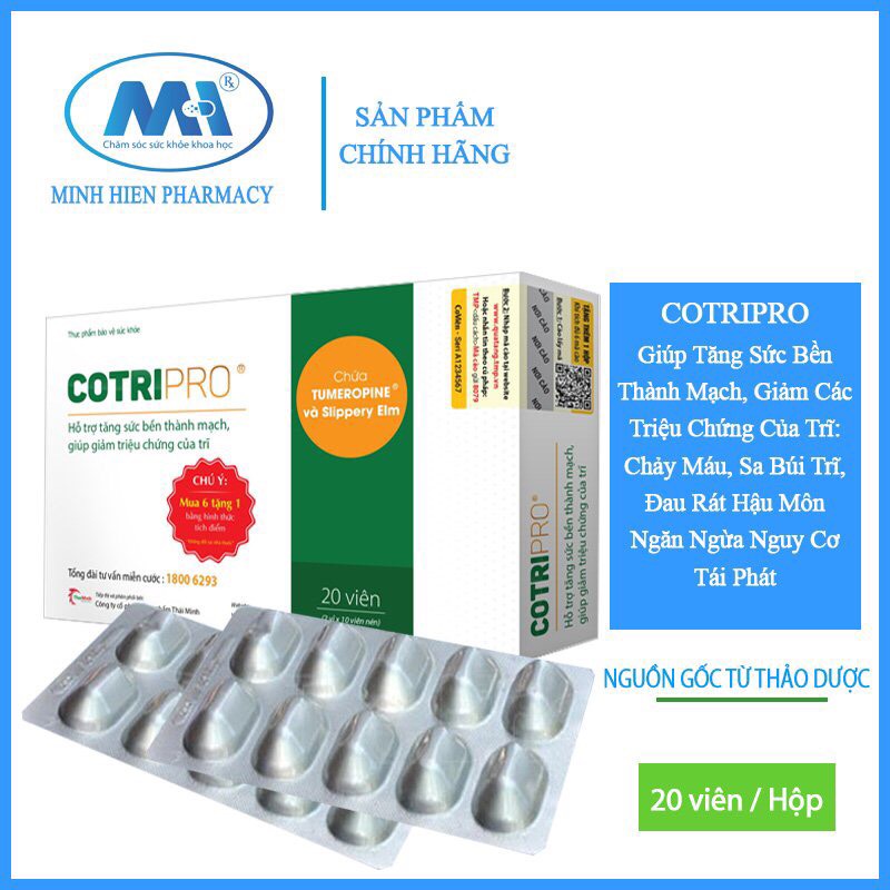 COTRIPRO [Hộp 20 viên] - Viên uống hỗ trợ trĩ nội, trĩ ngoại, tăng sức ...
