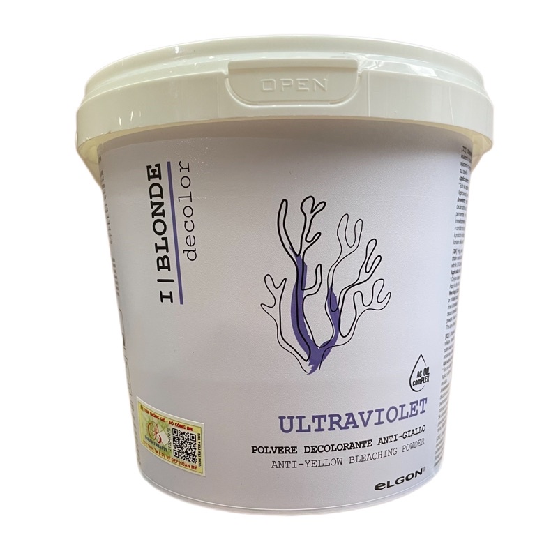 Bột tẩy tím khử ánh vàng Fanola Elgon De-Color Blueberry Bleach Anti ...
