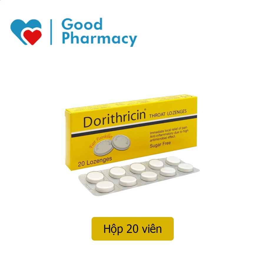 Viên ngậm giúp giảm đau họng, nuốt đau Dorithricin - Hộp 20 viên ...