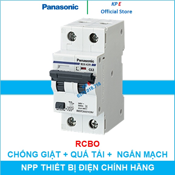 Panasonic CB Chống giật PANA 1 pha 2P RCBO 6A 10A 20A 25A 32A 40A 50A 63A Áp to mat chống giật ...