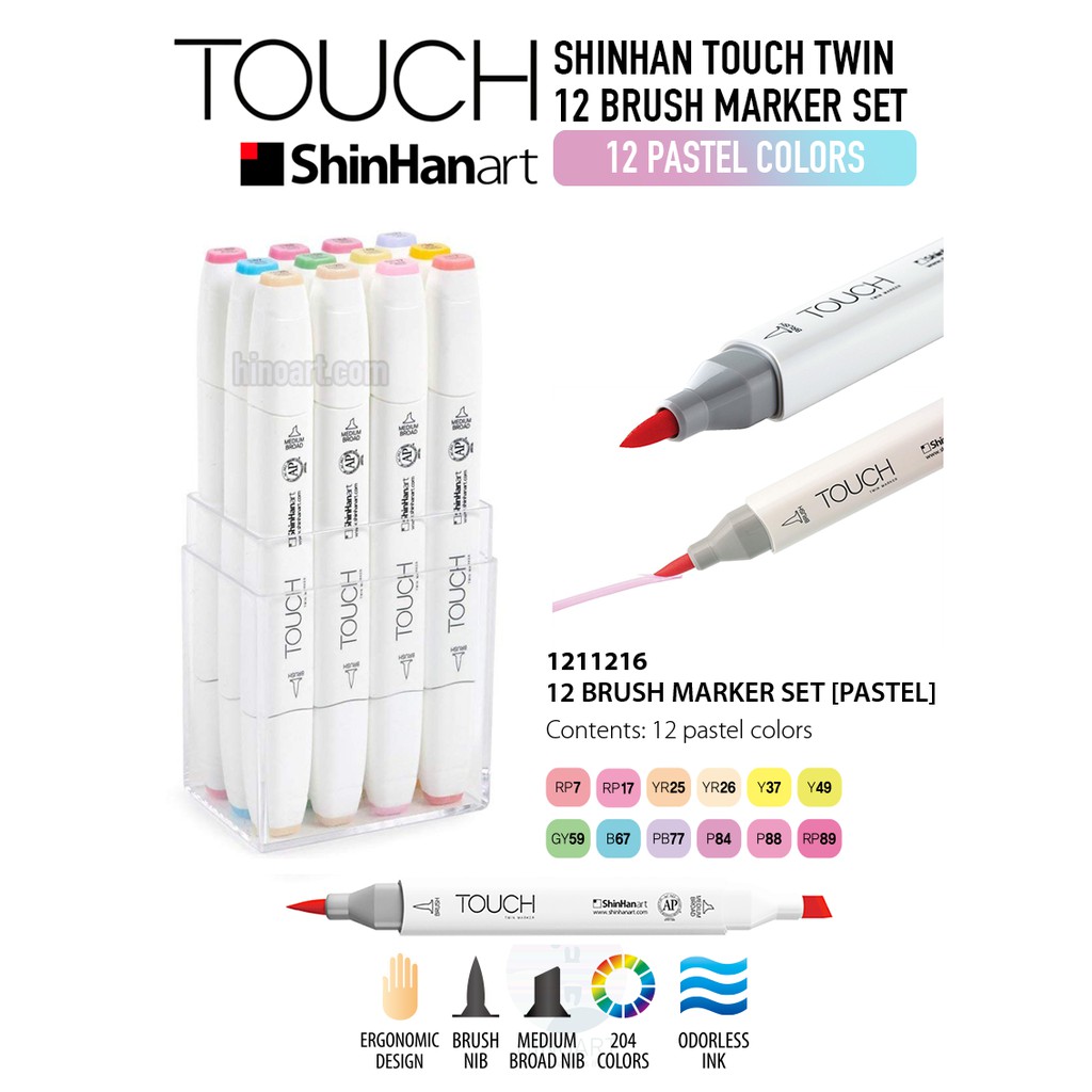 Bút Marker ShinHan Touch Twin Brush các set 12 màu | Shopee Việt Nam