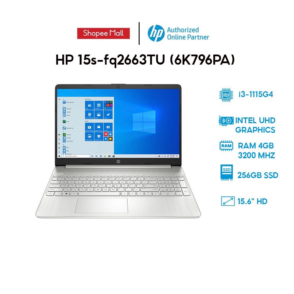 Laptop HP 15s-fq2663TU 6K796PA (i3-1115G4/4GB/256GB SSD/15.6/ VGA ON ...