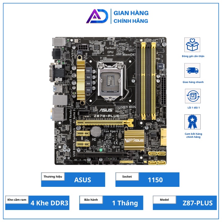 Bo Mạch Chủ Máy Tính Mainboard Z87M Plus Socket 1150 4 Khe Ram Chính ...