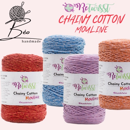Cuộn sợi dệt cotton tái chế màu loang Retwisst chainy cotton mouline ...