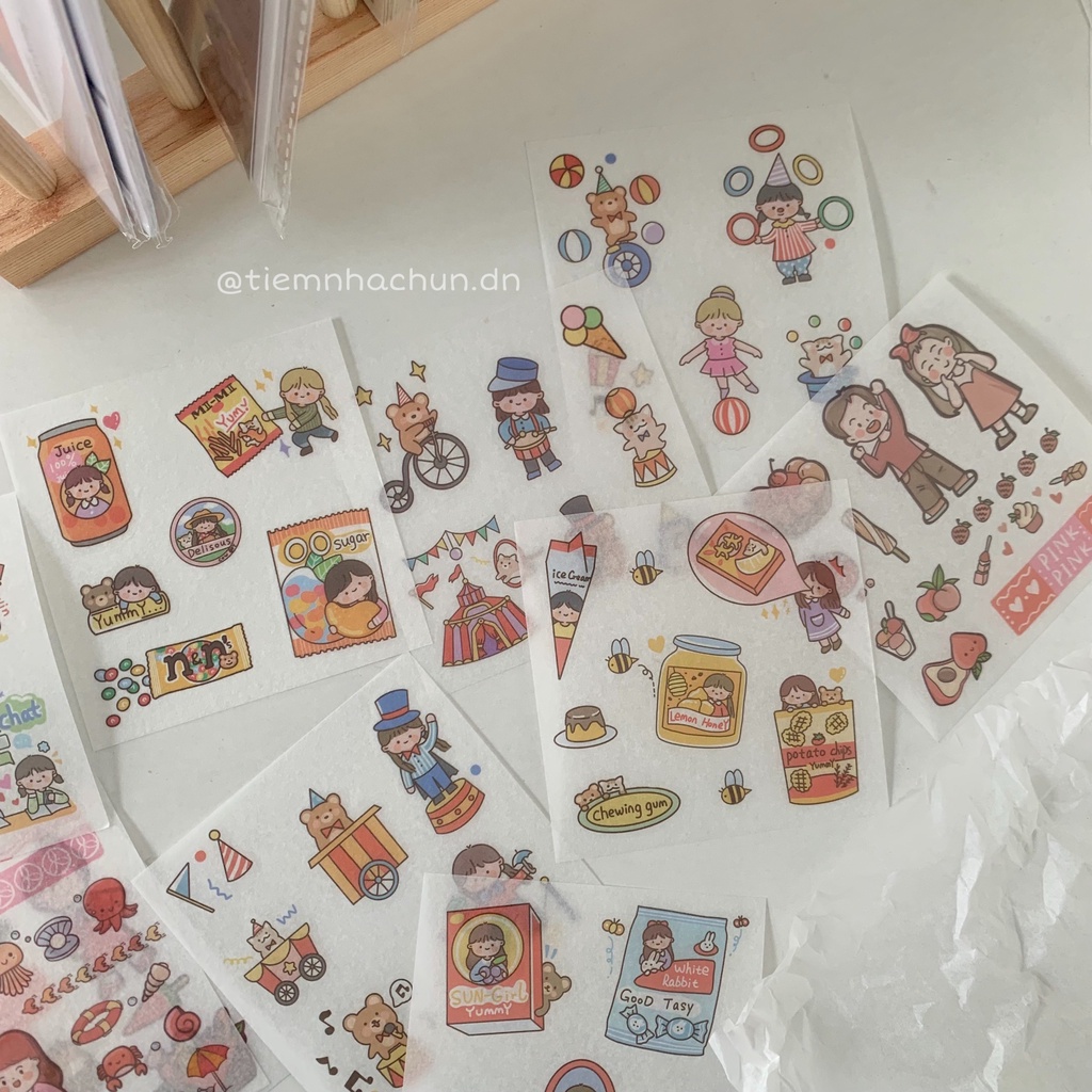 SET 10 TẤM STICKER WASHI & PVC DỄ THƯƠNG GIRL CUTE (ảnh thật) - Tiệm ...