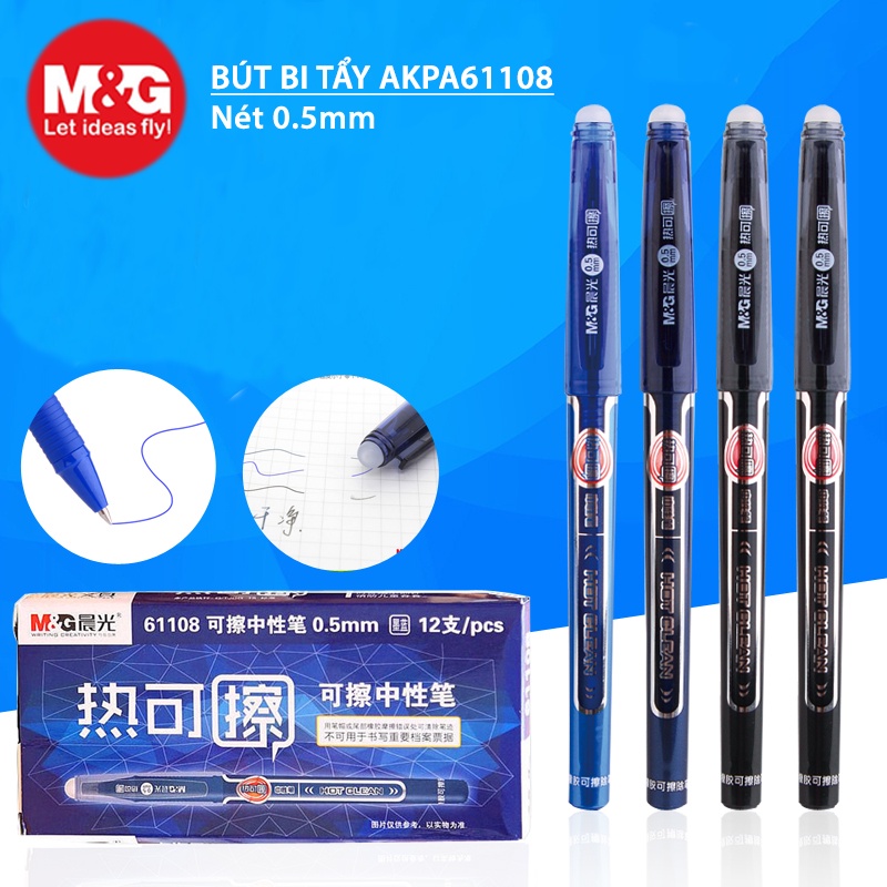 [ Bút tẩy xịn] Bút bi tẩy AKP61108 nét 0.6 kiểu bi viết cực êm và xóa ...