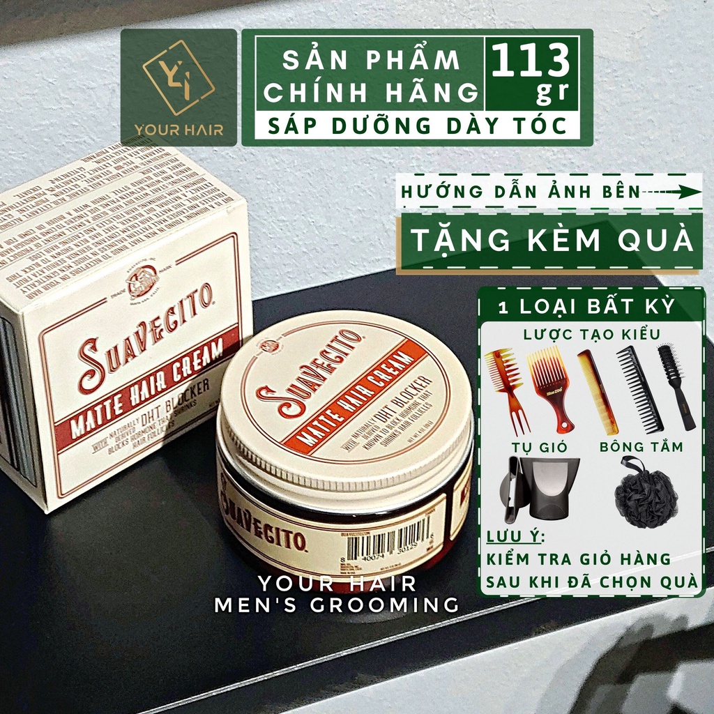 Sáp dưỡng cho tóc mỏng thưa Suavecito Matte Hair Cream with DHT Blocker - 113g | Shopee Việt Nam