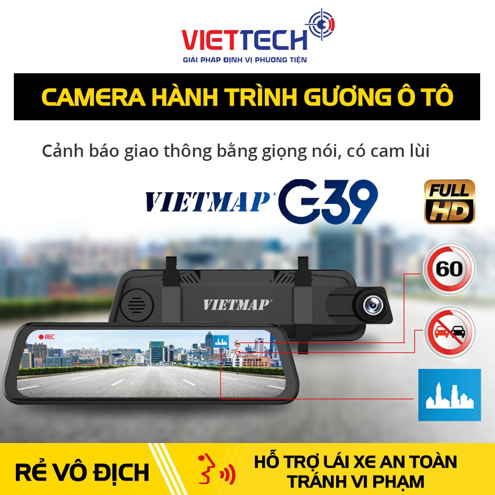 Vietmap G39 – Camera Hành Trình Kết Hợp Màn Hình Gương | Shopee Việt Nam