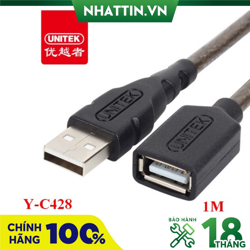 Cáp nối dài USB 1m Unitek Y-C428 chính hãng | Shopee Việt Nam