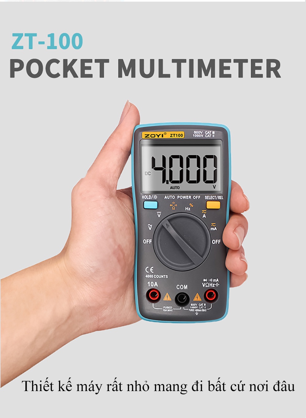 Đồng Hồ Vạn Năng Zoyi ZT-100 Đo Điện Kỹ Thuật Số Thiết Kế Nhỏ Gọn, Màn ...