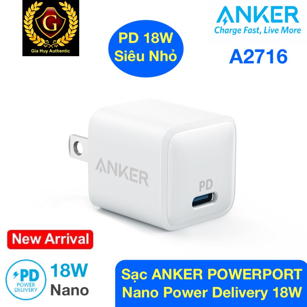 Củ sạc ANKER A2716/ A2616 PowerPort Nano Power Delivery 18W | Shopee ...