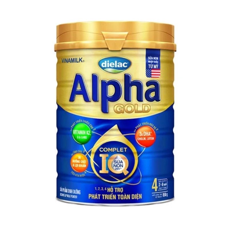 Sữa bột Dielac Alpha Gold IQ 4 850g (cho trẻ từ 2- 6 tuổi) | Shopee Việt Nam