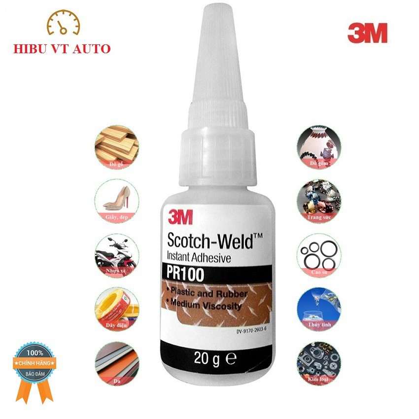Keo Siêu Dính 3M PR100 Scotch-Weld Plastic & Rubber Instant Adhesive 20g là keo loãng dễ sử dụng ...