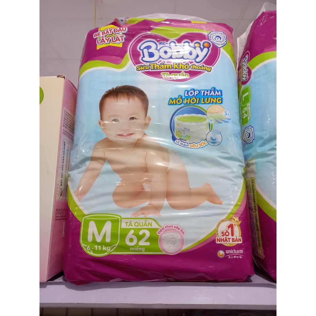 Bỉm Bobby, Tã Quần Bobby Đủ Size S20/ S24/ M18/ M22/ M42/ M62/ L16/ L38 ...