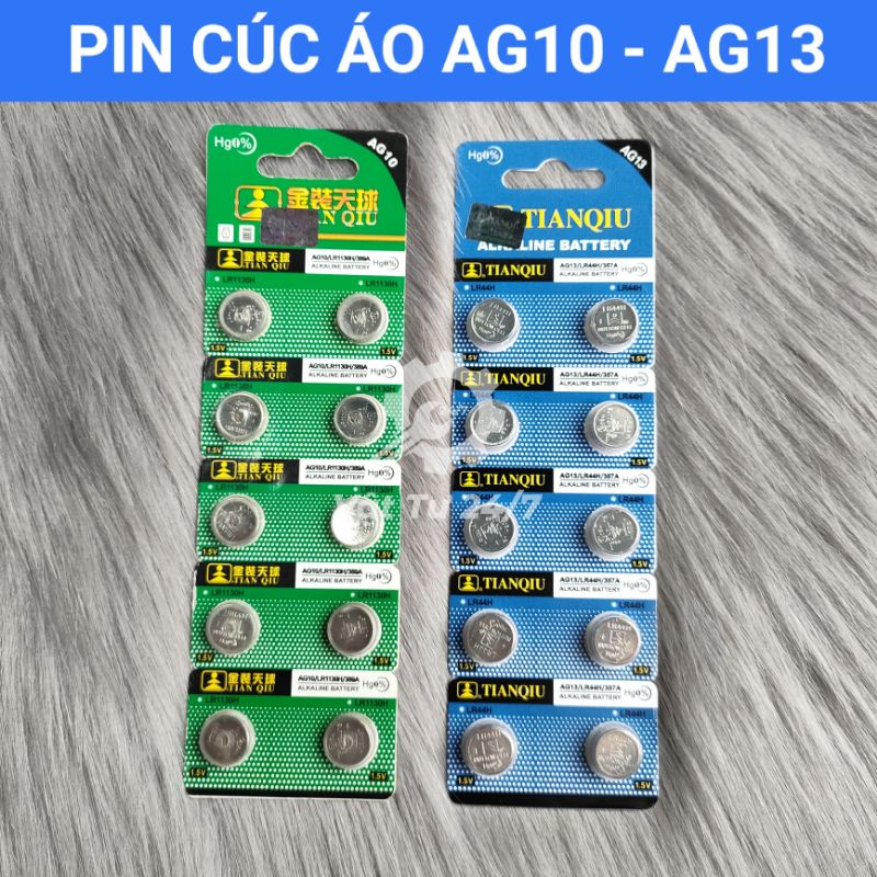 PIN cúc áo Alkaline Batery TianQiu AG13/LR44H pin nút áo AG10/LR1130H 1.5V dùng đồng hồ máy tính ...