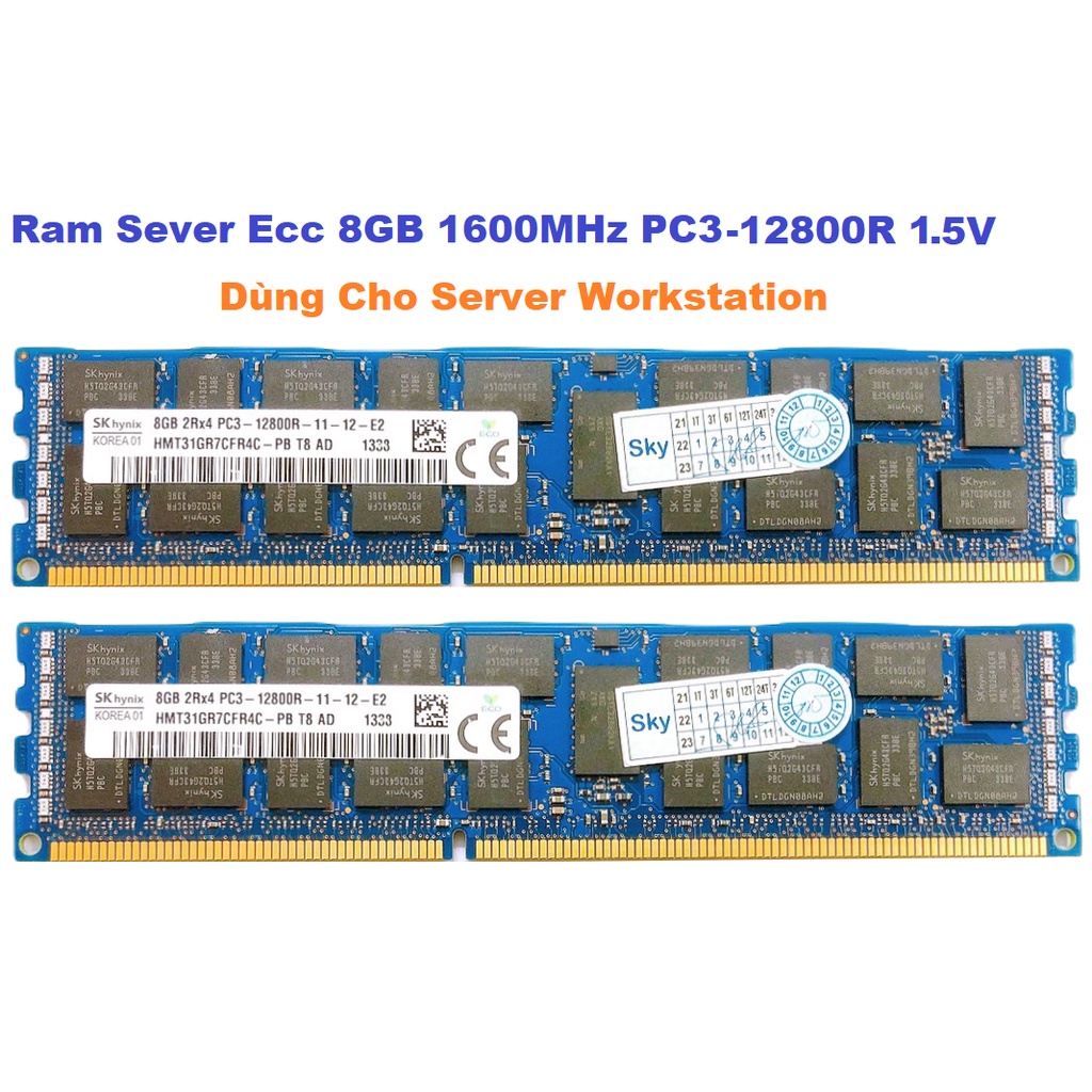 Ram ECC Hynix 8GB DDR3 1600MHz PC3-12800R 1.5V Registered Dùng cho Server Workstation - Bảo hành ...