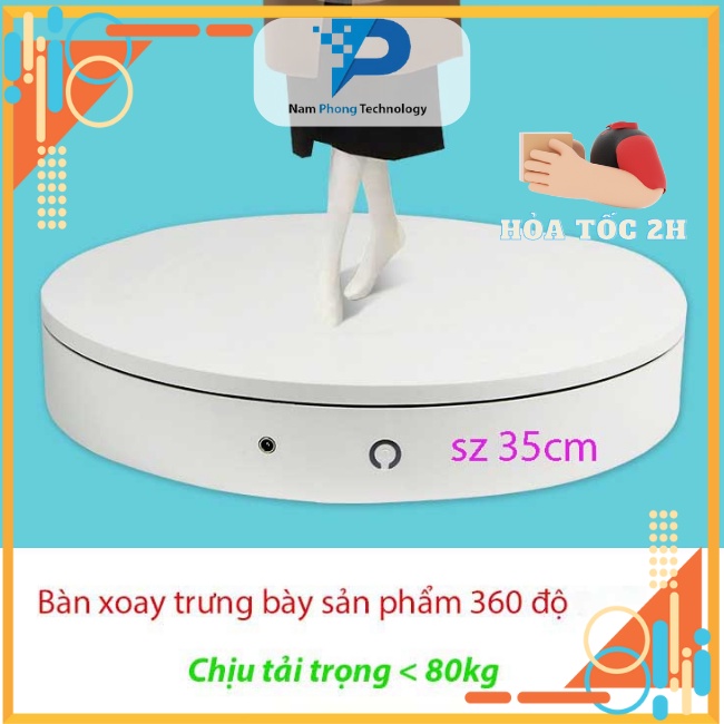 Bàn xoay trưng bày sản phẩm DHA - Đế xoay chụp ảnh mô hình, Phụ Kiện 360* Sz 35Cm - Chịu Tải
