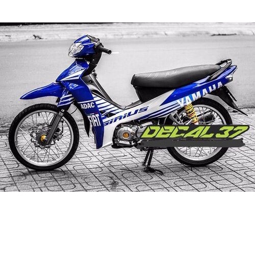Tem trùm sirius 50cc Xanh Trắng Yamaha, team dán xe máy sirius, team ...