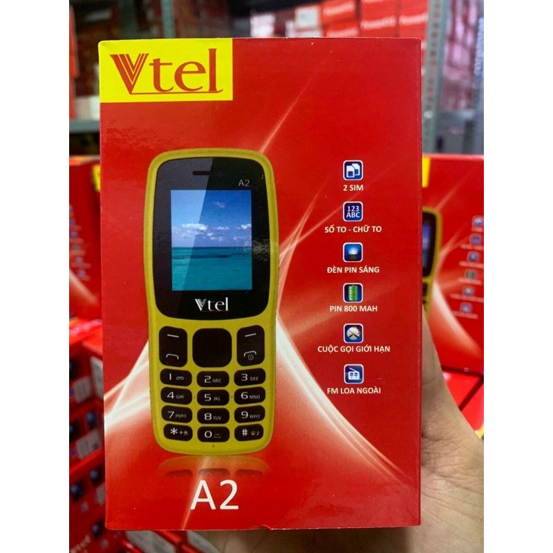 Điện thoại Vtel A2 số to chữ to 2sim 2sóng - Bảo hành chính hãng 12 ...