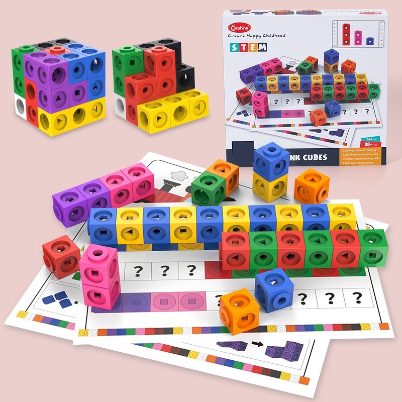 Bộ đồ chơi Math Link Cubes chính hãng Onshine 144pcs, Math Block, Magic ...