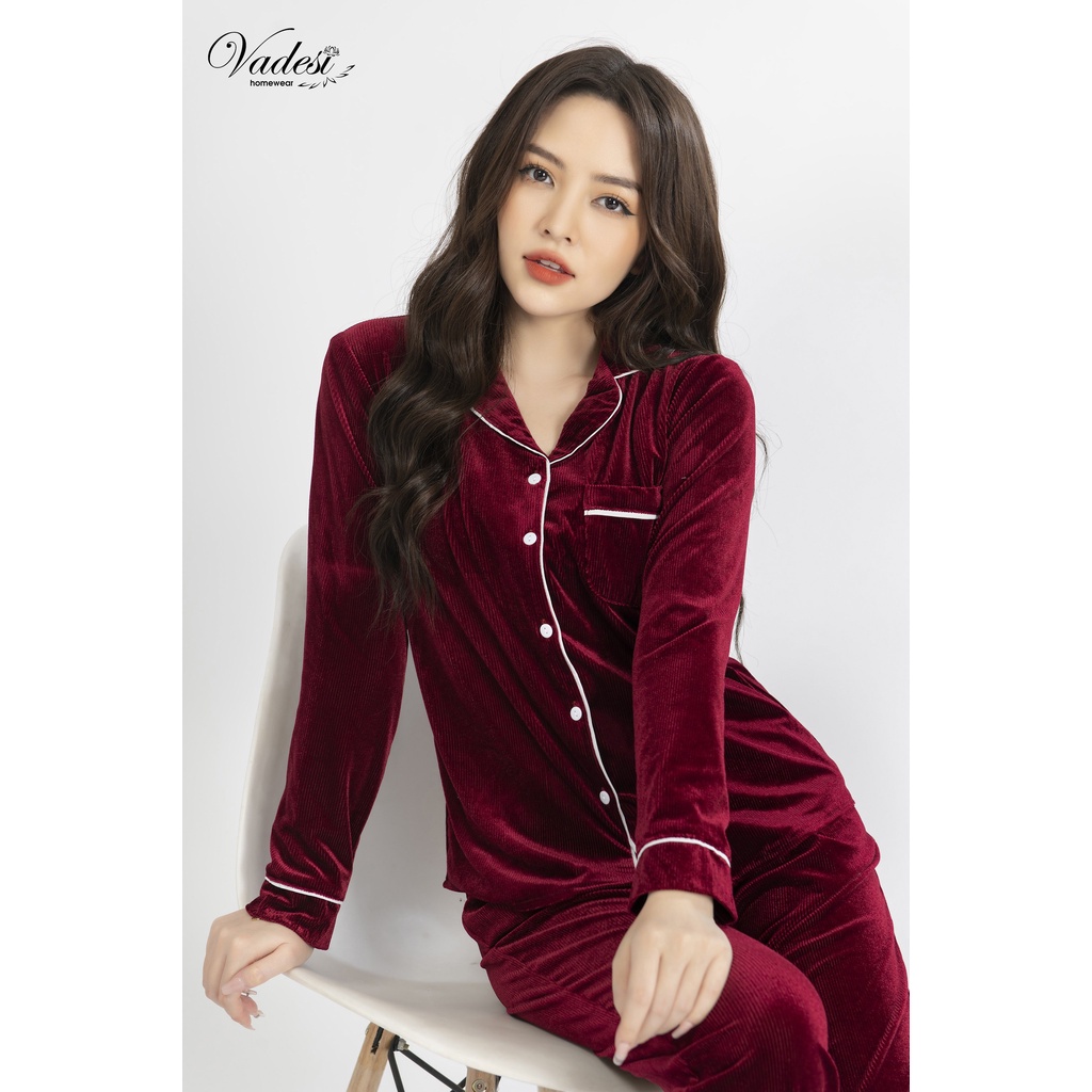 Bộ Đồ Thu Đông Nữ Set Pijama Cao Cấp VADESI Dài Tay Chất Nhung Tăm Có Khả Năng Giữ Nhiệt Ấm Mềm ...