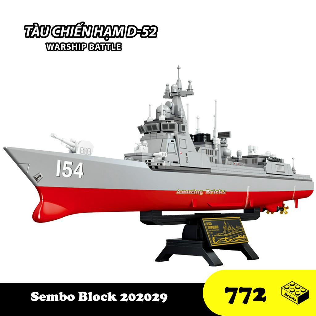 Đồ chơi Lắp ráp thuyền chiến hạn D52, Sembo Block 202029 Battle Ship, Xếp hình thông minh, Mô ...