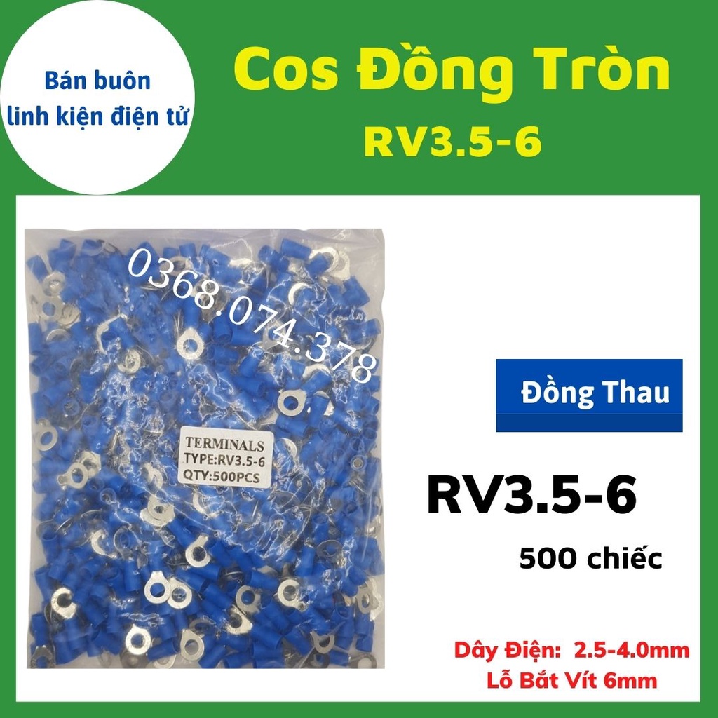 500 đầu cos tròn RV3.5-6, , RV3.5-6, đầu cos chữ o, cos tròn | Shopee Việt Nam