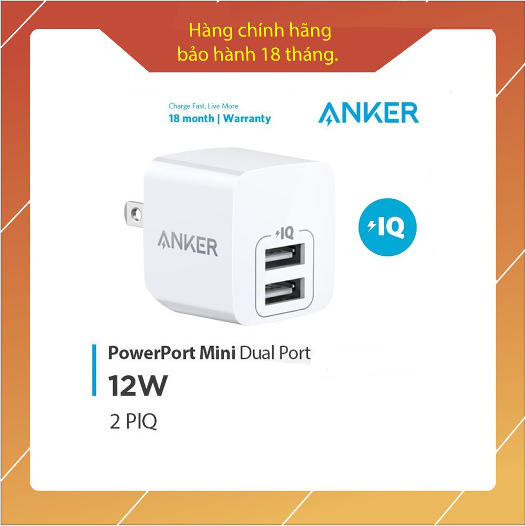 Củ Sạc ANKER PowerPort Mini 2 cổng 12w - Cốc Sạc Anker 2 cổng anker ...